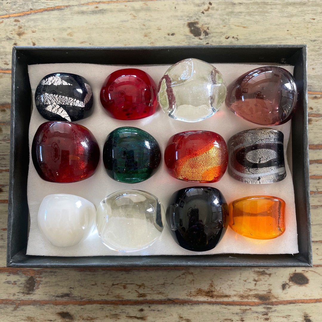 Lampwork Glass Rings, Mixed Color Infinity Style, Mixed Sizes - Etsy