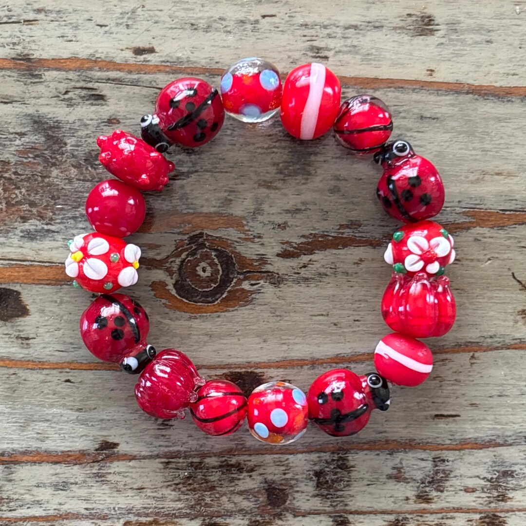 Lampwork Ladybug Bracelets, Glass Lucky Ladybugs Beaded Bracelet - Etsy
