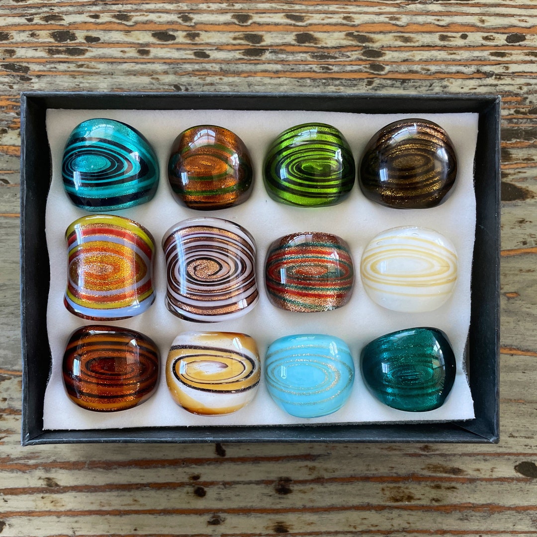 Lampwork Glass Rings, Mixed Color Infinity Style, Mixed Sizes - Etsy