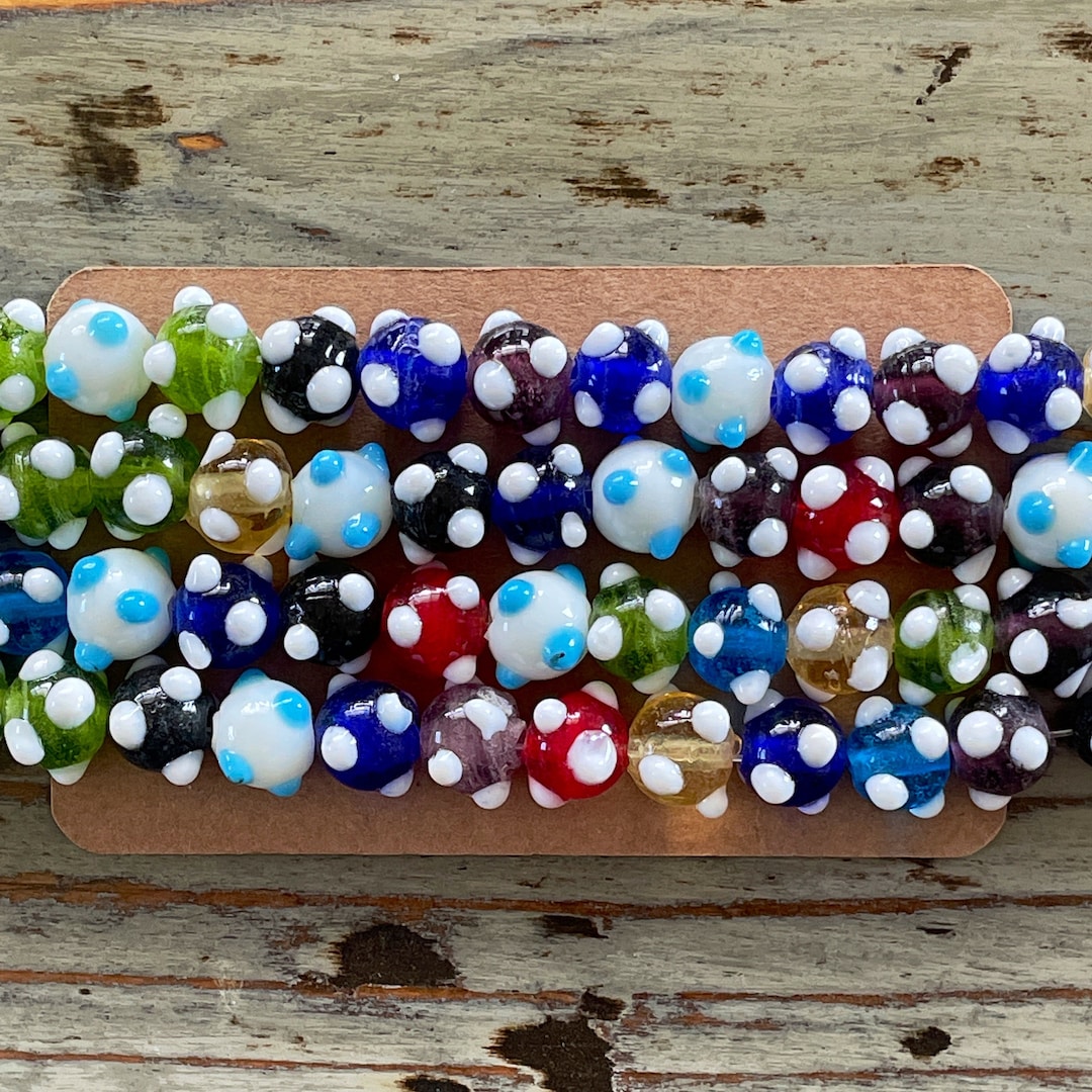 Lampwork Bead Strands, 10mm Bumpy Glass Mixed Color Round Multicolor - Etsy