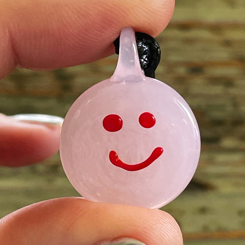 Lampwork Glass Smile Face Necklace - Etsy