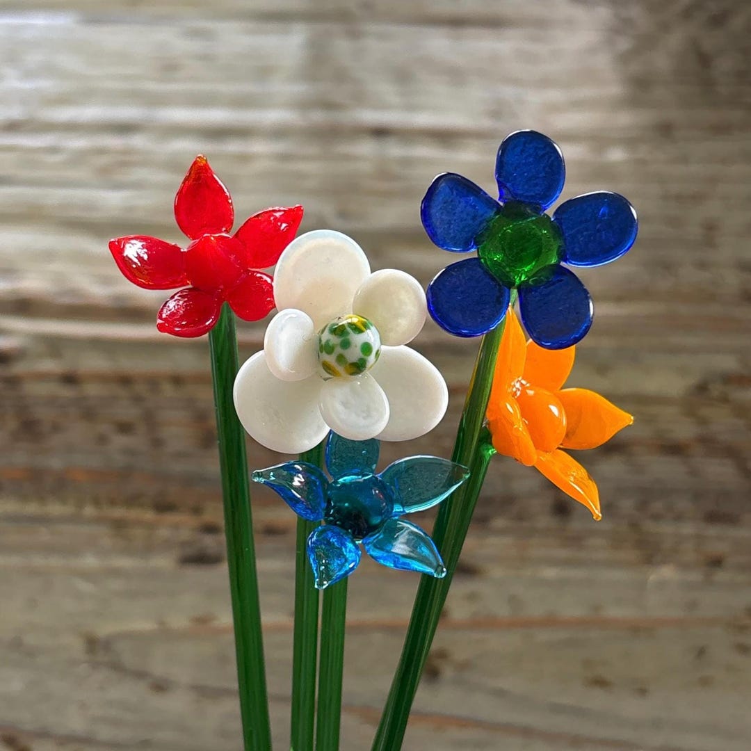 Glass Flower Bouquet, 5 Lampwork Flowers - Etsy