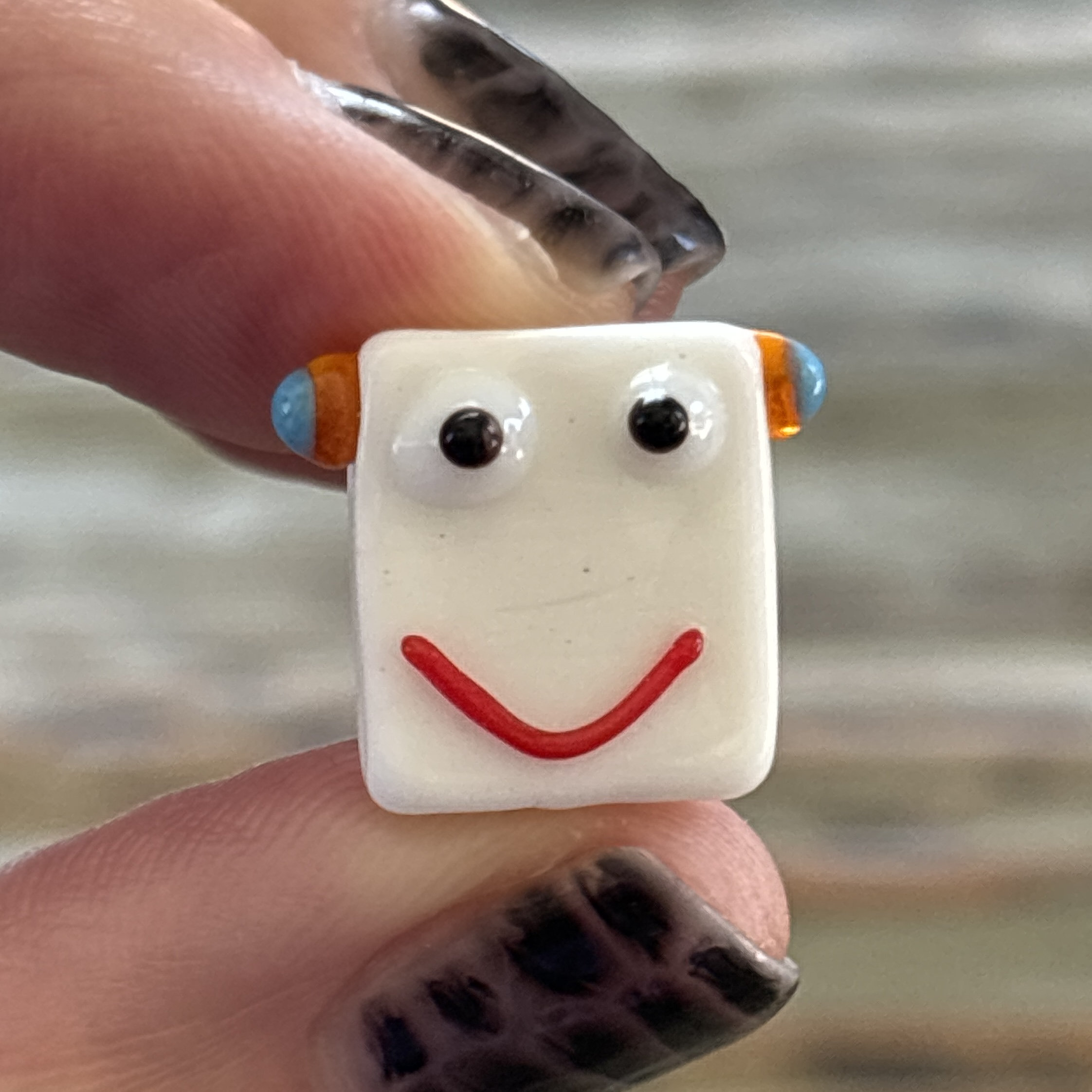 Lampwork Square Robot Face Beads: Colorful Glass Beads (14 Piece) - Etsy