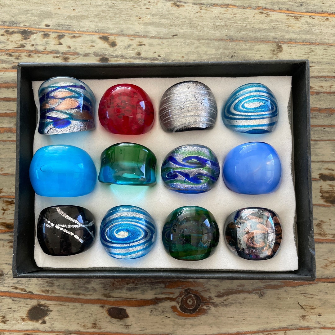 Lampwork Glass Rings, Mixed Color Infinity Style, Mixed Sizes - Etsy
