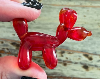 Balloon Dog Figurine, 2” Pink Lampwork Glass Dog - Etsy