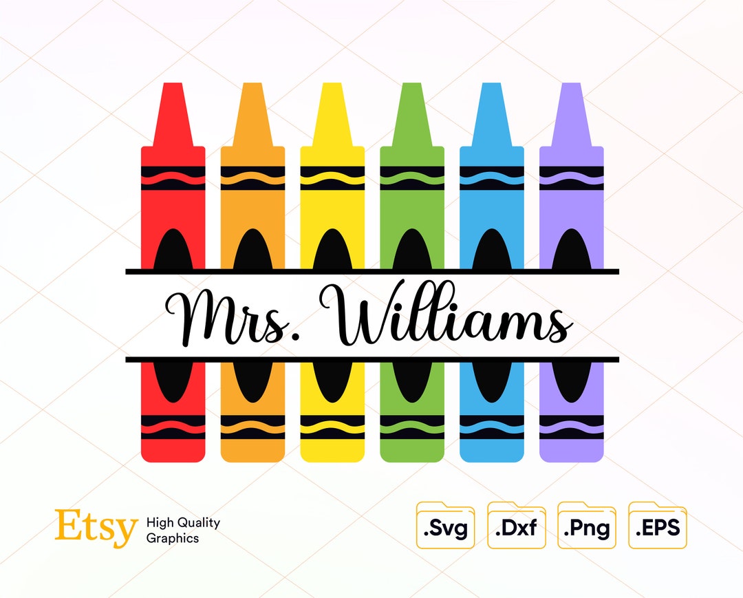 Crayon Split Monogram Svg Crayon Svg Teacher Svg School Svg Apple