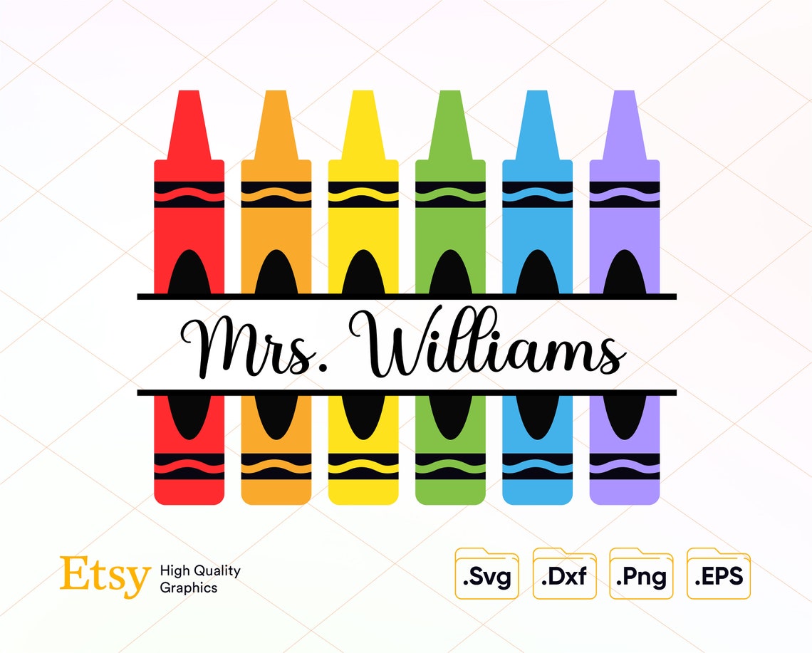 Crayon Split Monogram Svg Crayon Svg Teacher Svg School - Etsy