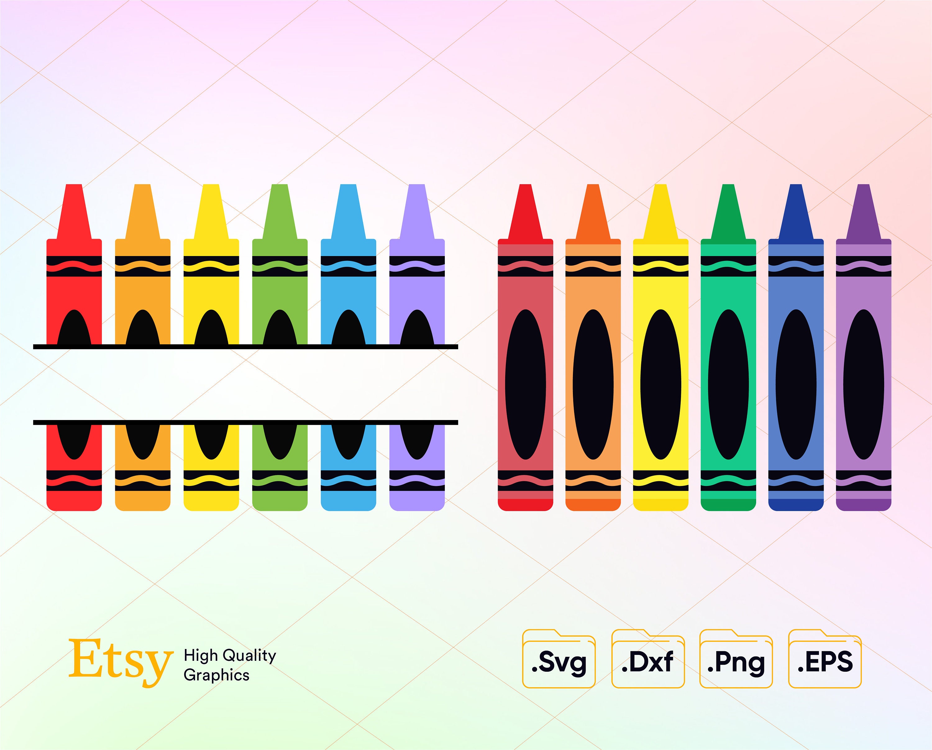 Crayon Split Monogram SVG Vector File y PNG Transparent - Etsy México