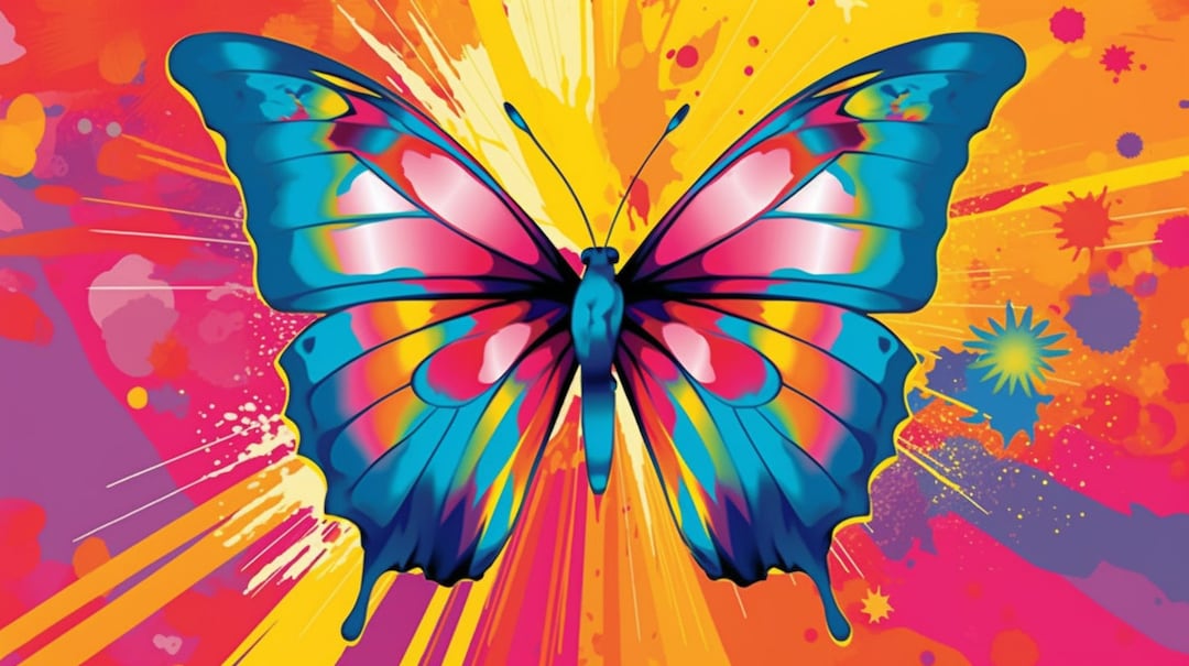 Vibrant Pop Art Butterfly - Digital Poster Print - 1456x816px - High ...