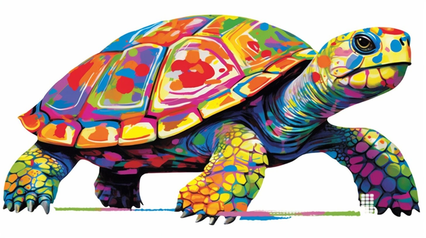 Colorful Pop Art Turtle: lively Turtle Adventure Pop Art Digital Poster ...
