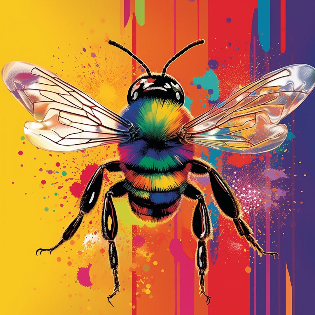 Colorful Pop Art Bee: "buzzing With Vibrant Energy - Pop Art Digital ...