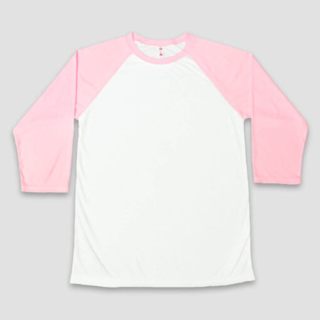 Sublimation Blanks 100% Polyester ADULT White/pink Raglan T-shirt X-S ...