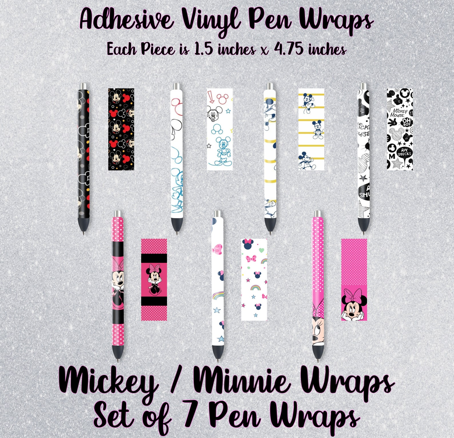 Adhesive Vinyl Pen Wraps Mickey/minnie Mouse Designs Set - Etsy