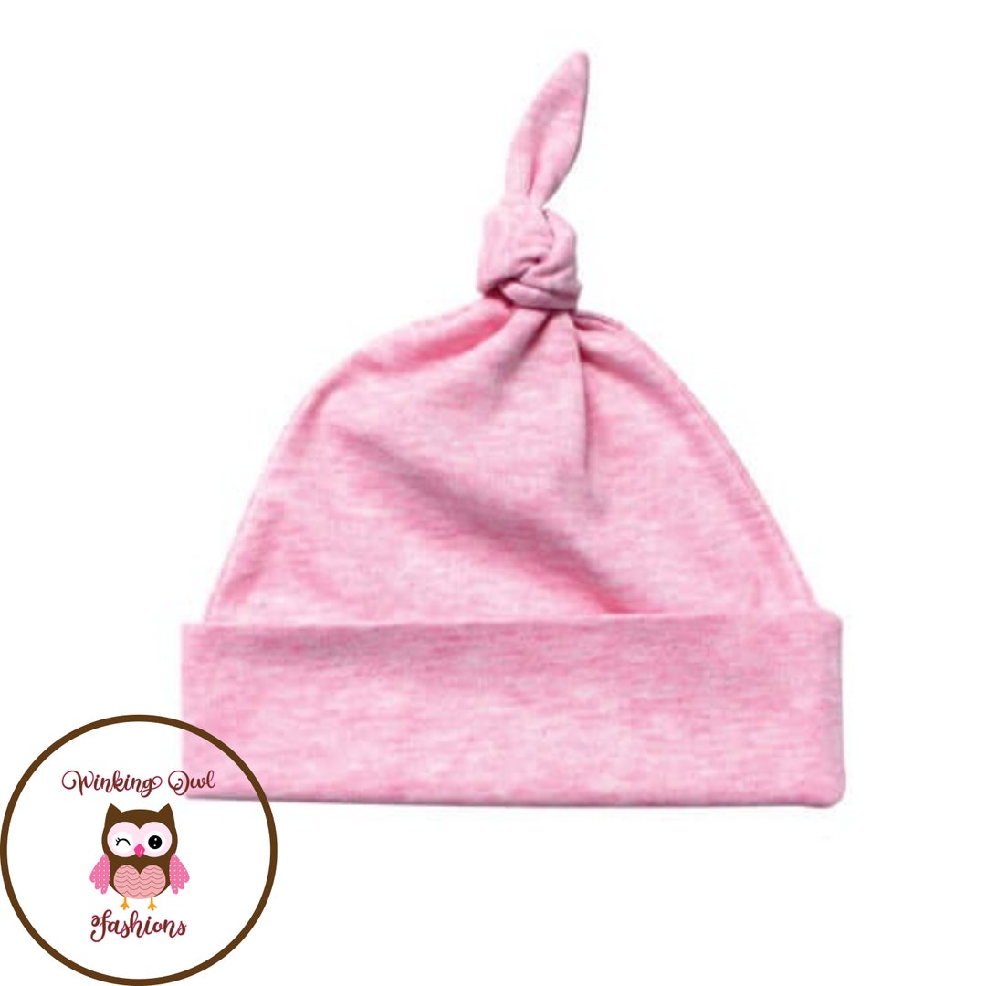 Sublimation Blanks Cotton Candy Pink Knotted Beanie Skull Cap Poly ...