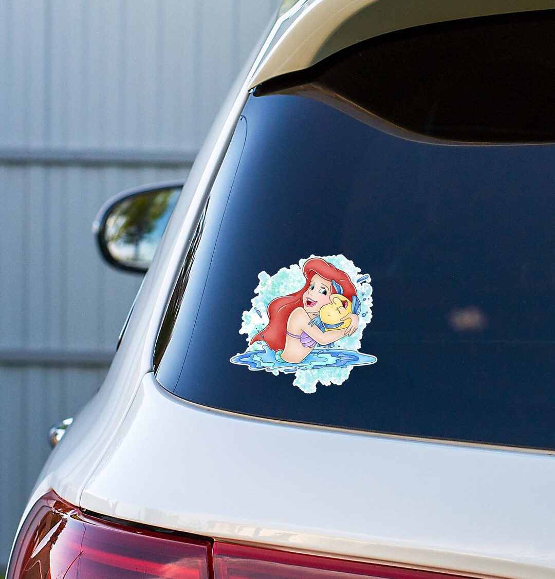 Ariel Little Mermaid and Flounder - Full Color Vinyl Decal Sticker ...
