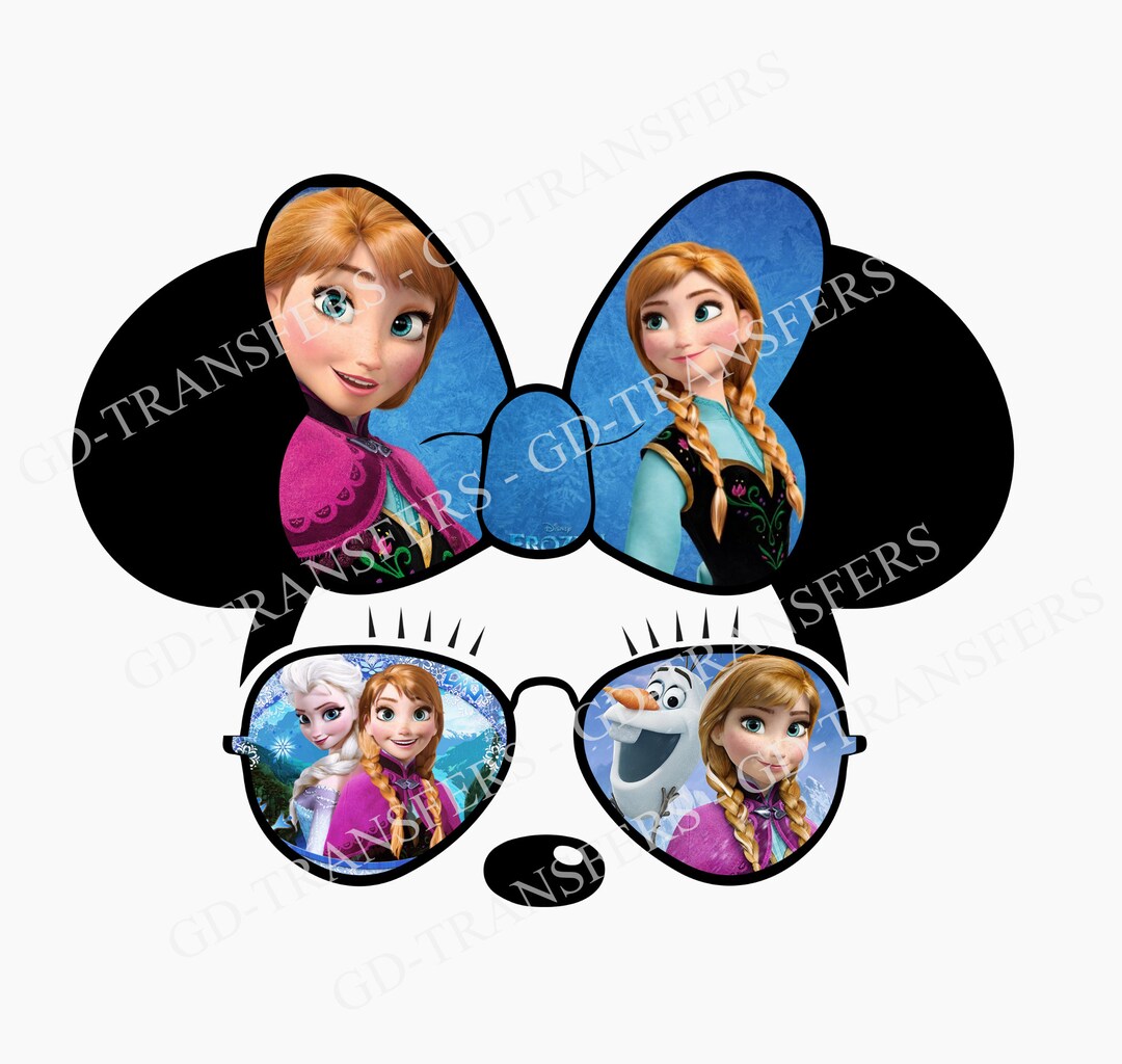 Minnie Sunglasses and Bow Frozen Elsa Anna Olaf Sublimation Print ...