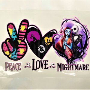 Peace Love Nightmare Jack Sally Characters Heat Transfer Vinyl or ...
