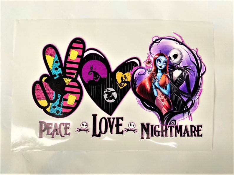 Peace Love Nightmare Jack Sally Characters Heat Transfer Vinyl or ...