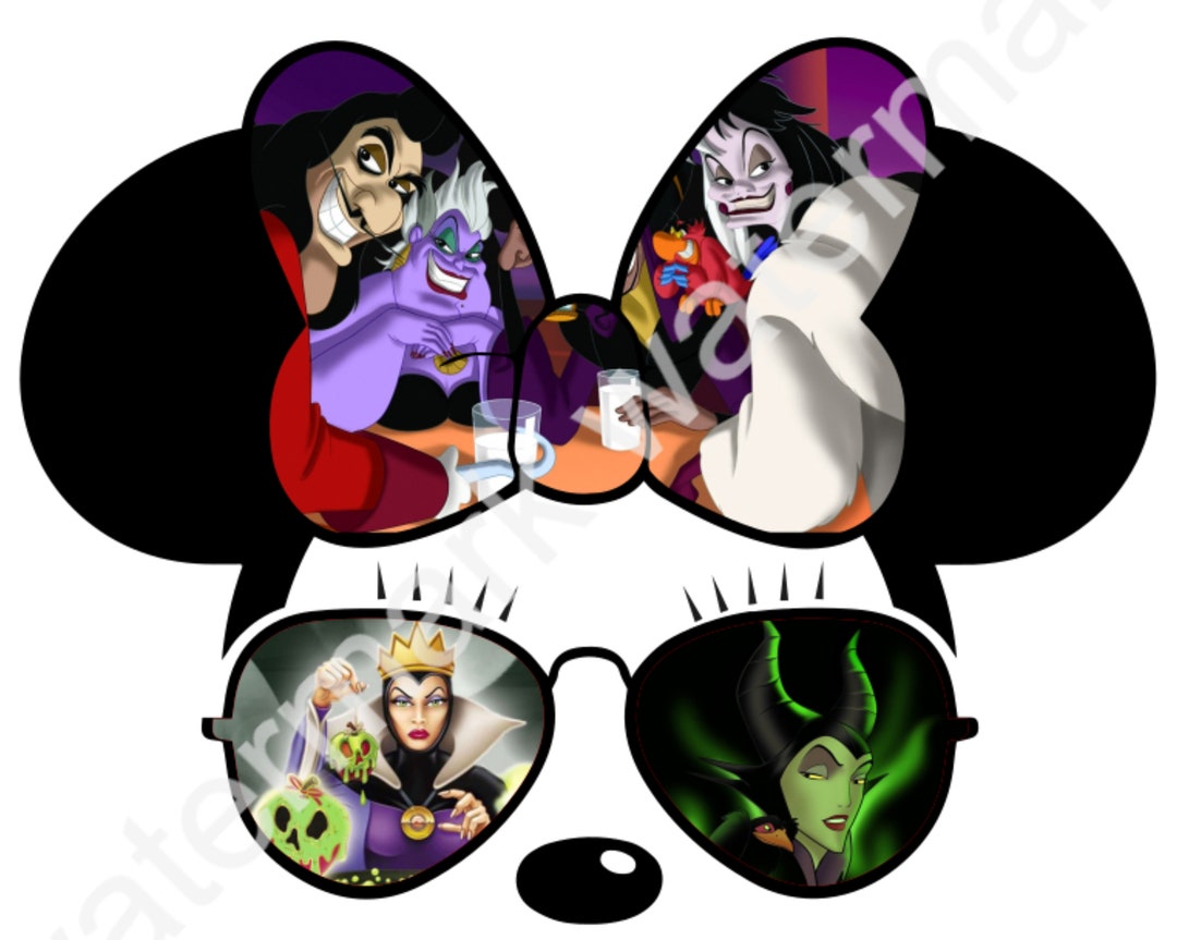 Minnie Sunglasses and Bow Villains Maleficent Hook Cruella Evil Queen ...