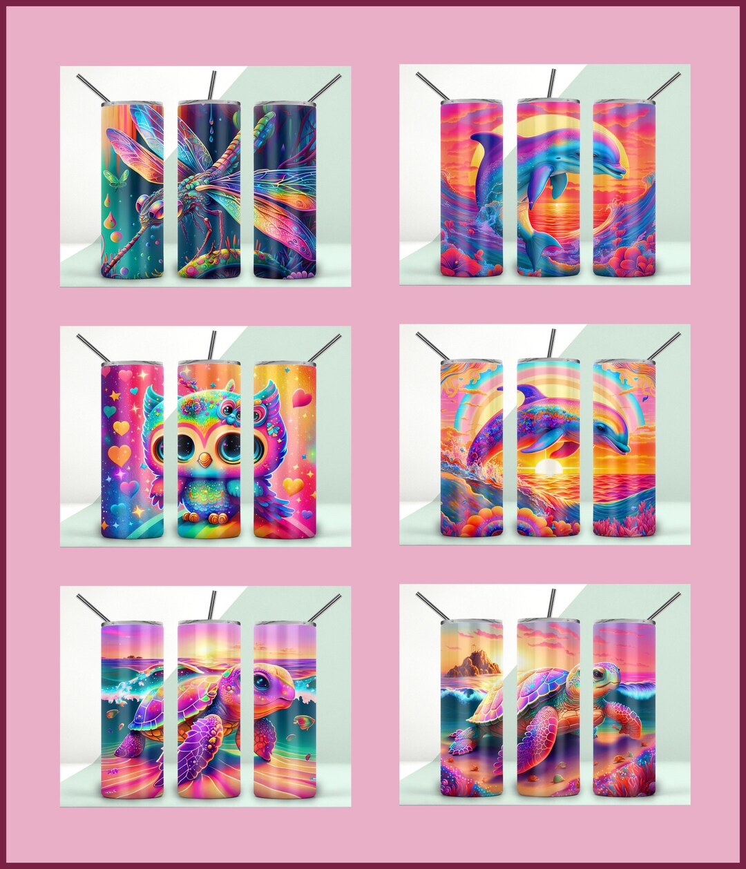 Retro Nostalgic Dragonfly Owl Turtles Dolphins Vintage Retro ...