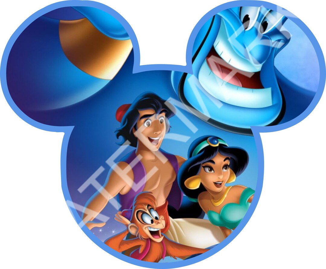 Aladdin Characters Mickey Head Sublimation Print Graphic INSTANT ...