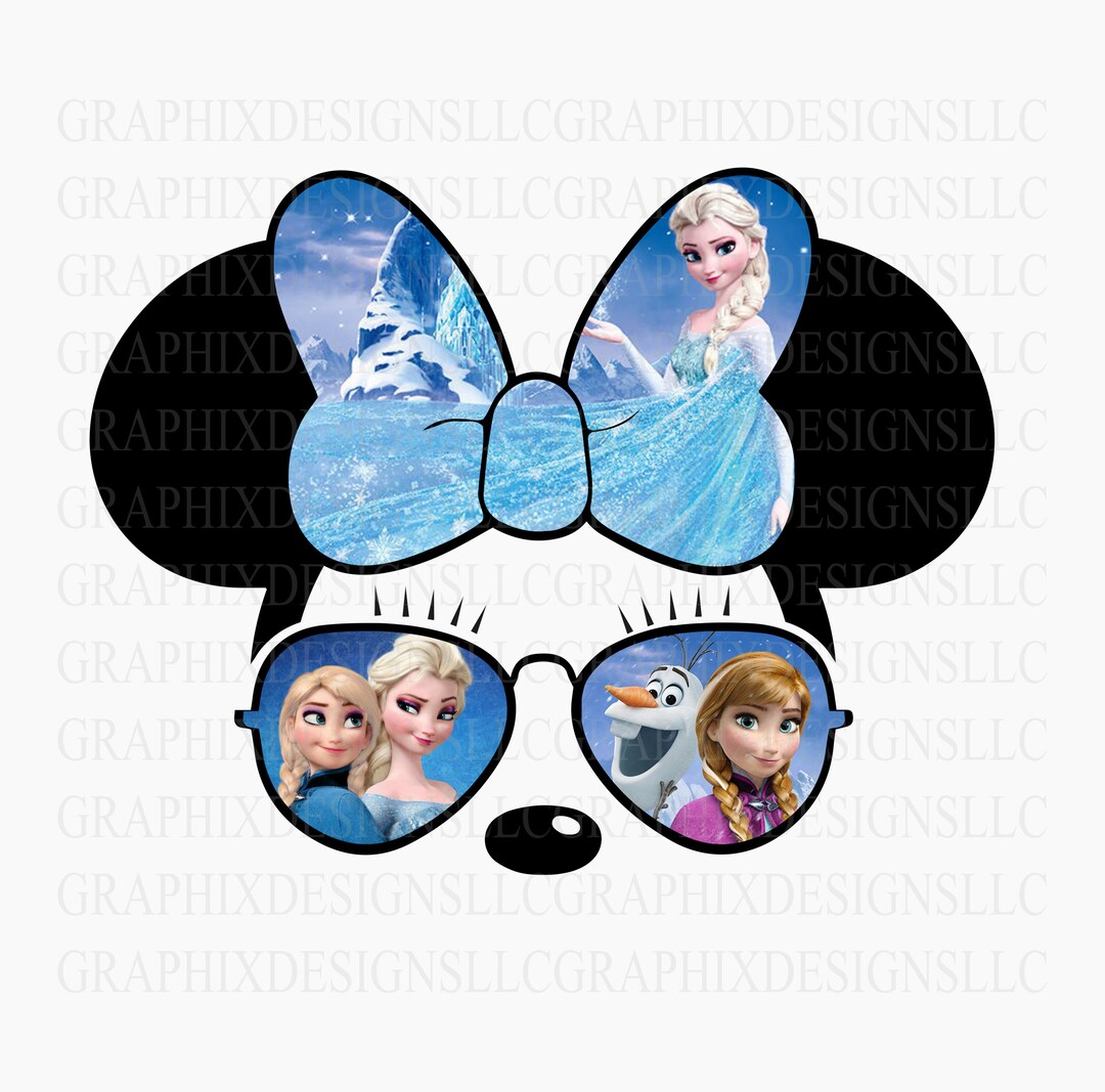 Minnie Sunglasses and Bow Frozen Elsa Anna Olaf Heat Transfer Vinyl ...