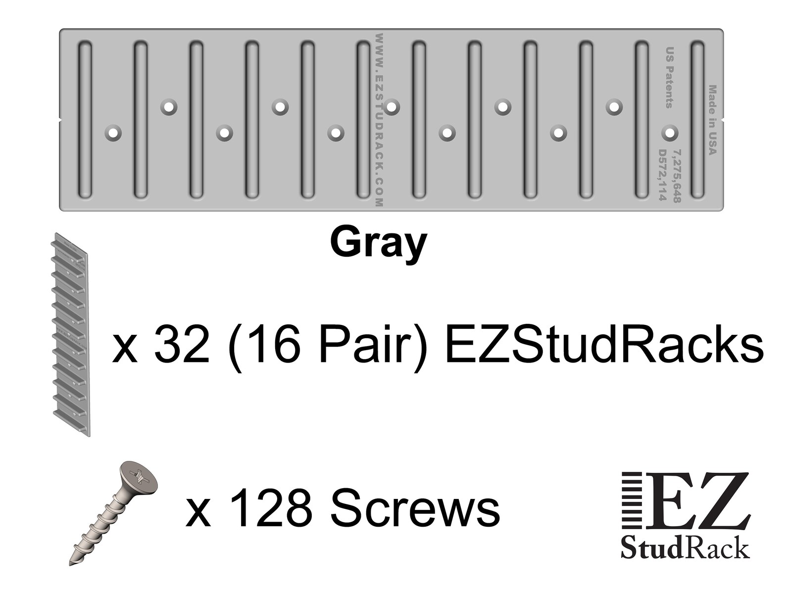 Made in USA Ezstudrack Shelving System- 32 Pack (16 Pair) of ...
