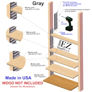 Made in USA Ezstudrack Shelving System- 8 Pack (4 Pair) of Ezstudracks ...