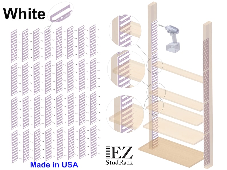 Made in USA Ezstudrack Shelving System- 32 Pack (16 Pair) of ...