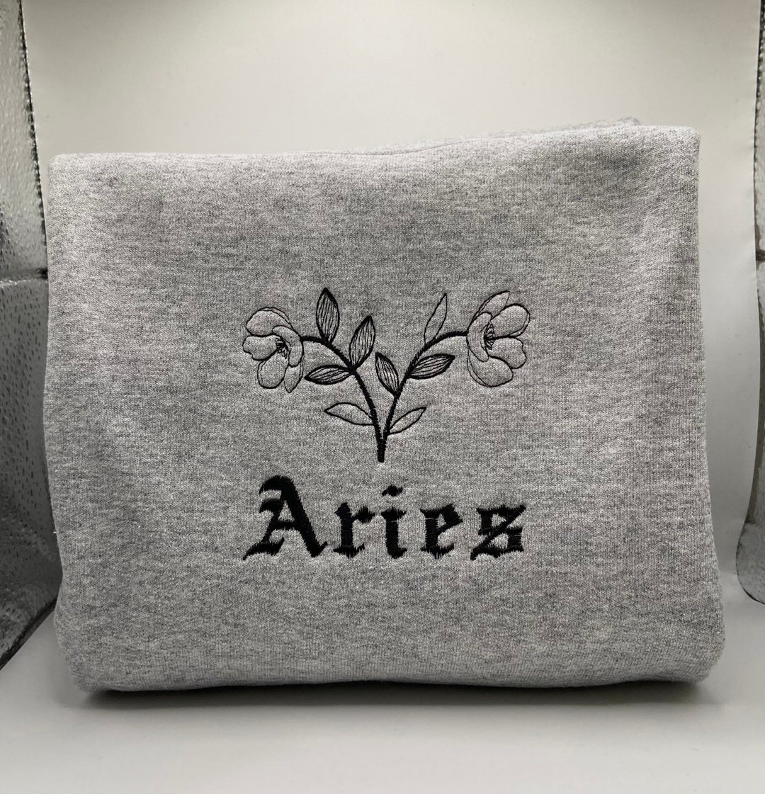 Aries | Sweatshirt | Zodiac Signs | Embroidered Sweater| Embroidered ...