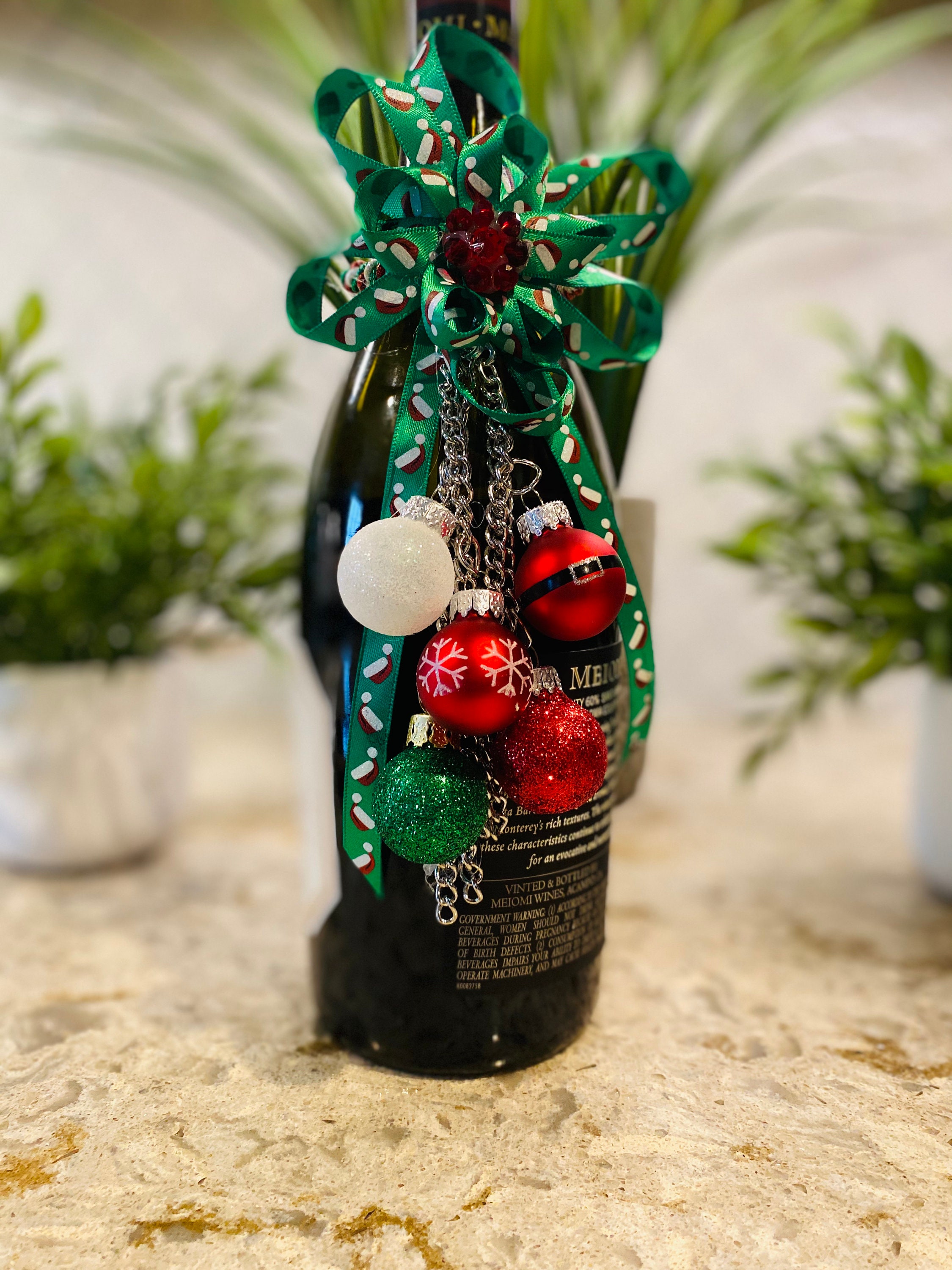 Christmas Wine Bottle Decoration - Etsy