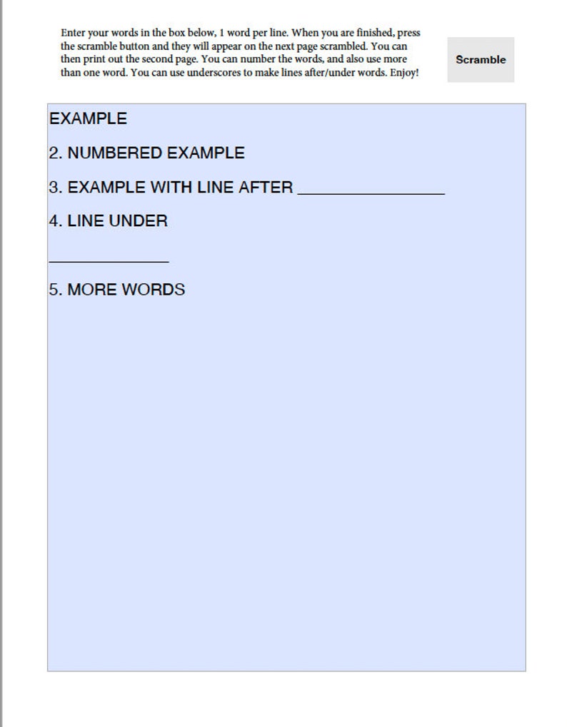 Customizable PDF Word Scramble Generator Interactive and - Etsy