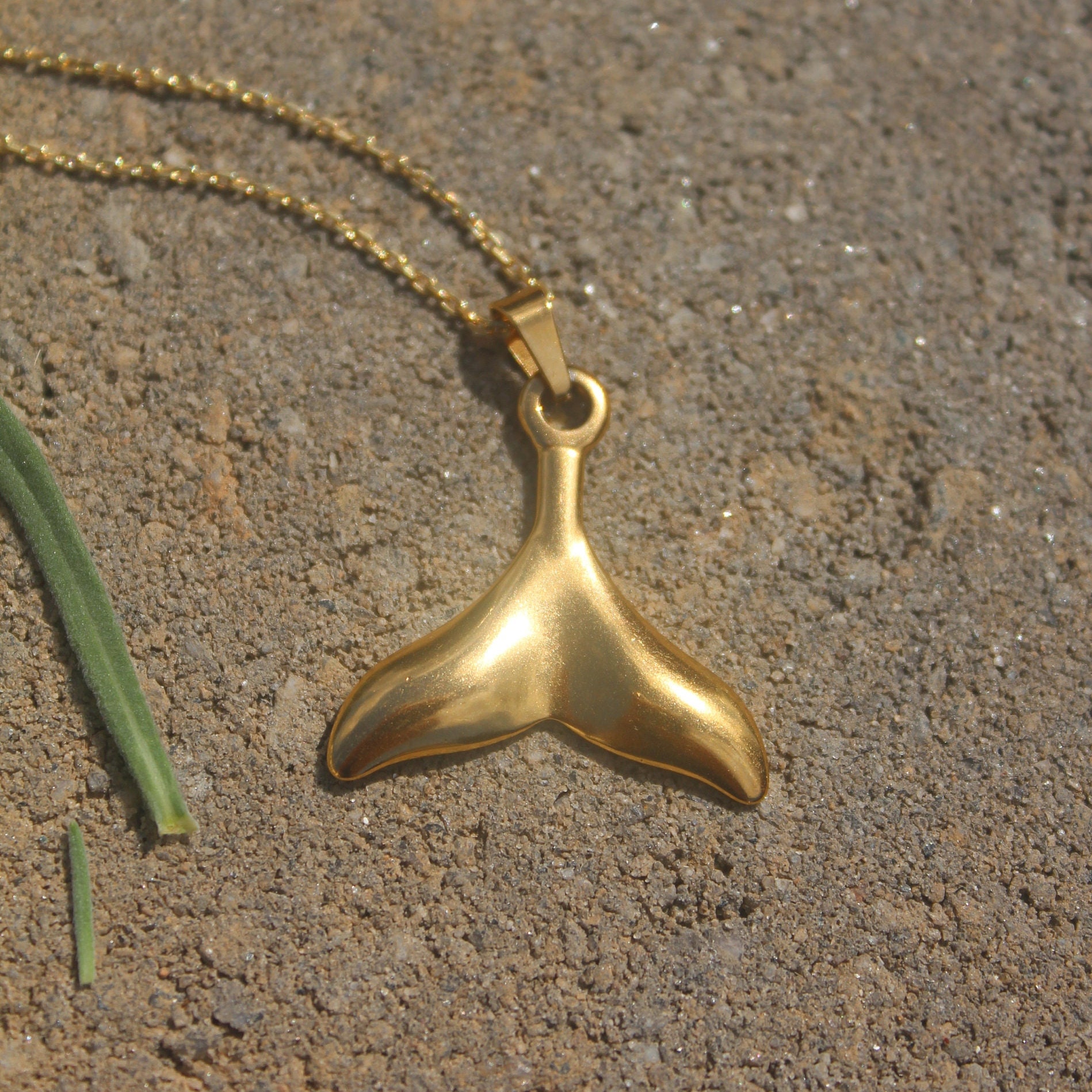 GOLD WHALE TAIL Vintage Style 18k Gold Pendant With 14k Gold Vermeil ...