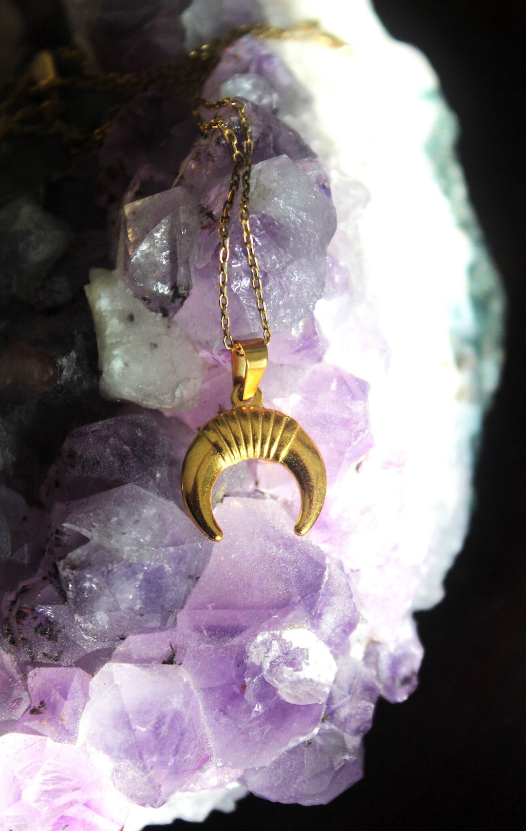 CRESCENT GOLD MOON Vintage Style 18k Gold Pendant With 14k Gold Vermeil ...