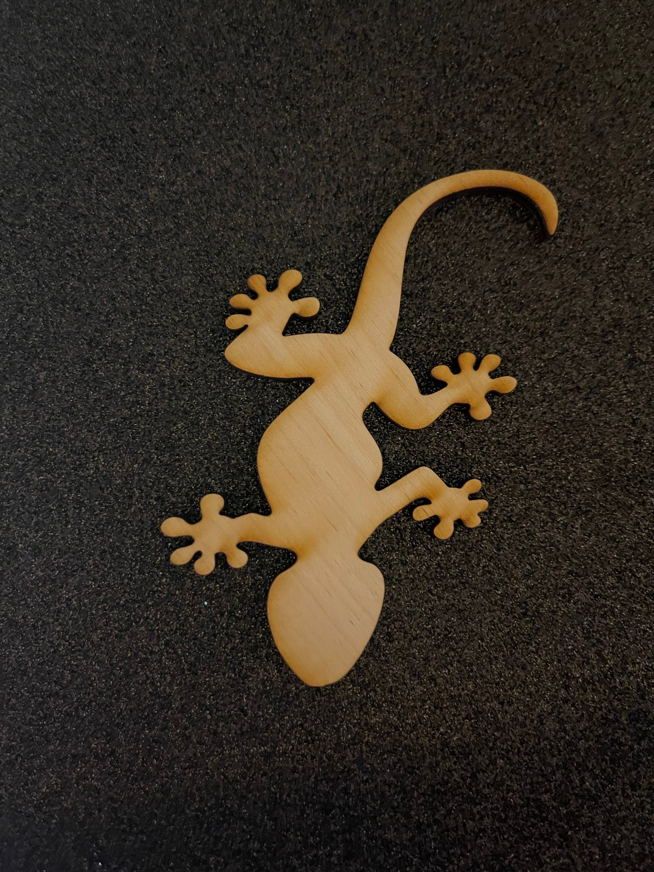 Gecko laser wood shaped cut out unfinished | Etsy
