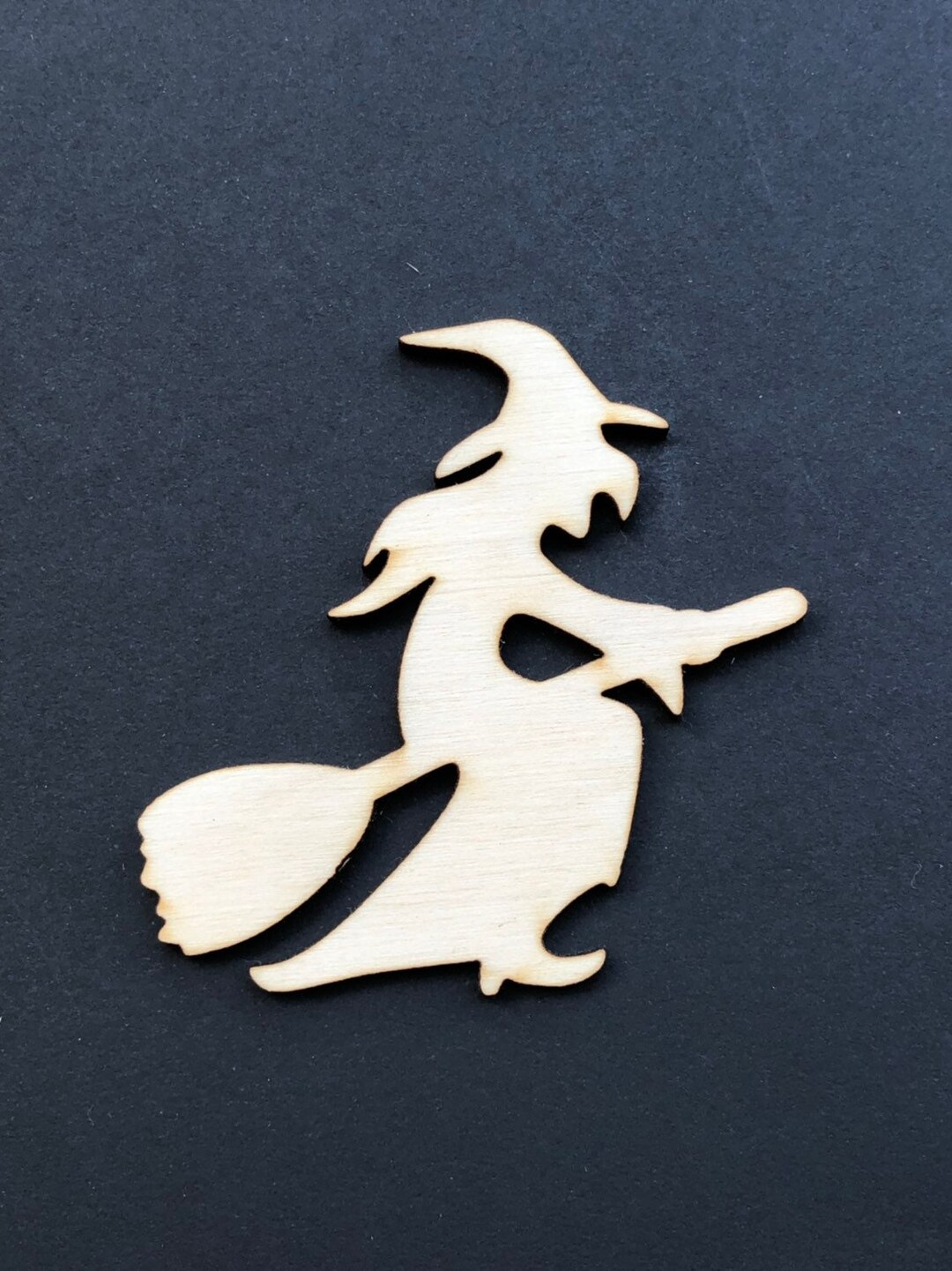 Witch on a Broom Laser Wood Shaped Cut Out - Unfinished - Etsy