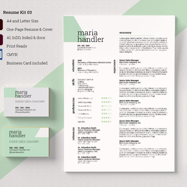 Cover Letter Business Card Resume - Etsy