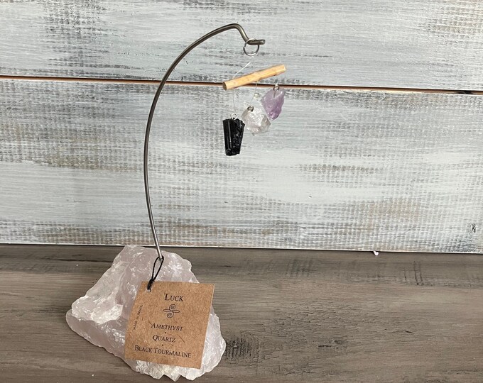 Lucky 7" Crystal Desk Chime! Your Choice! Luck Lucky. Raw Quartz Stone ...