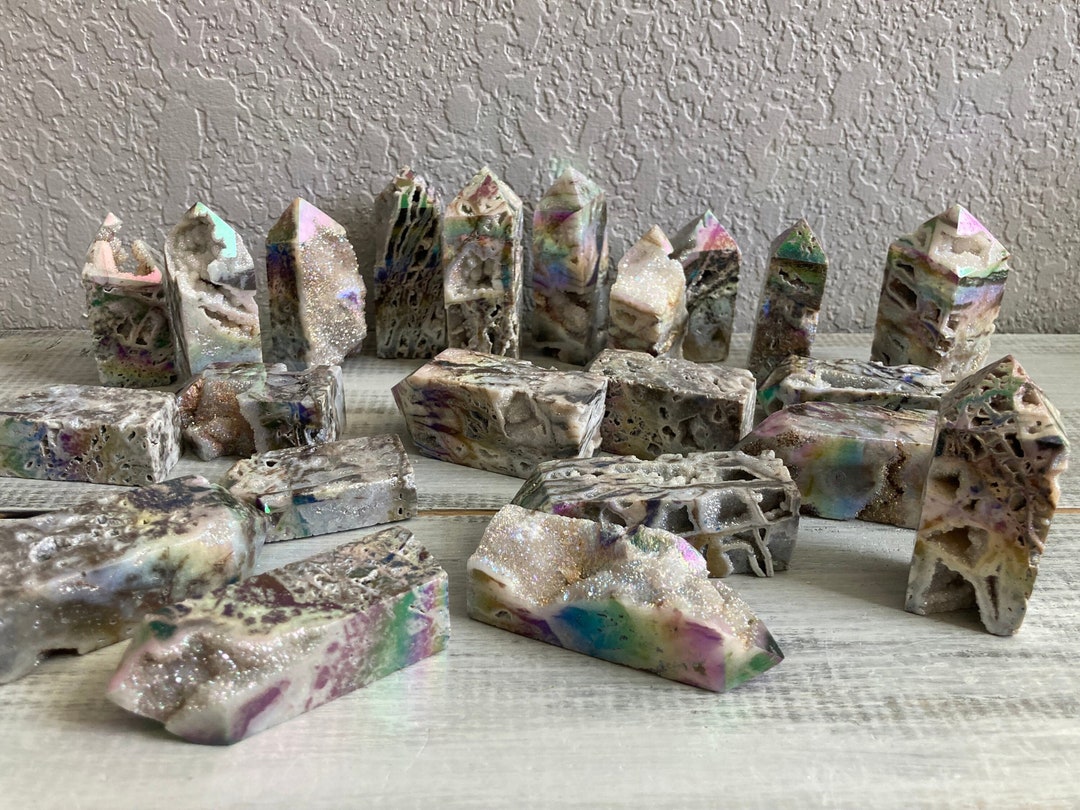 Your Choice! ANGEL AURA SPHALERITE Rare Druze Obelisk Tower Point ...