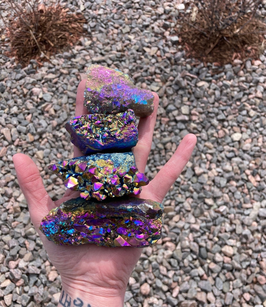 YOUR CHOICE Raw Titanium Amethyst Clusters. Rainbow Crystals, Aura and ...