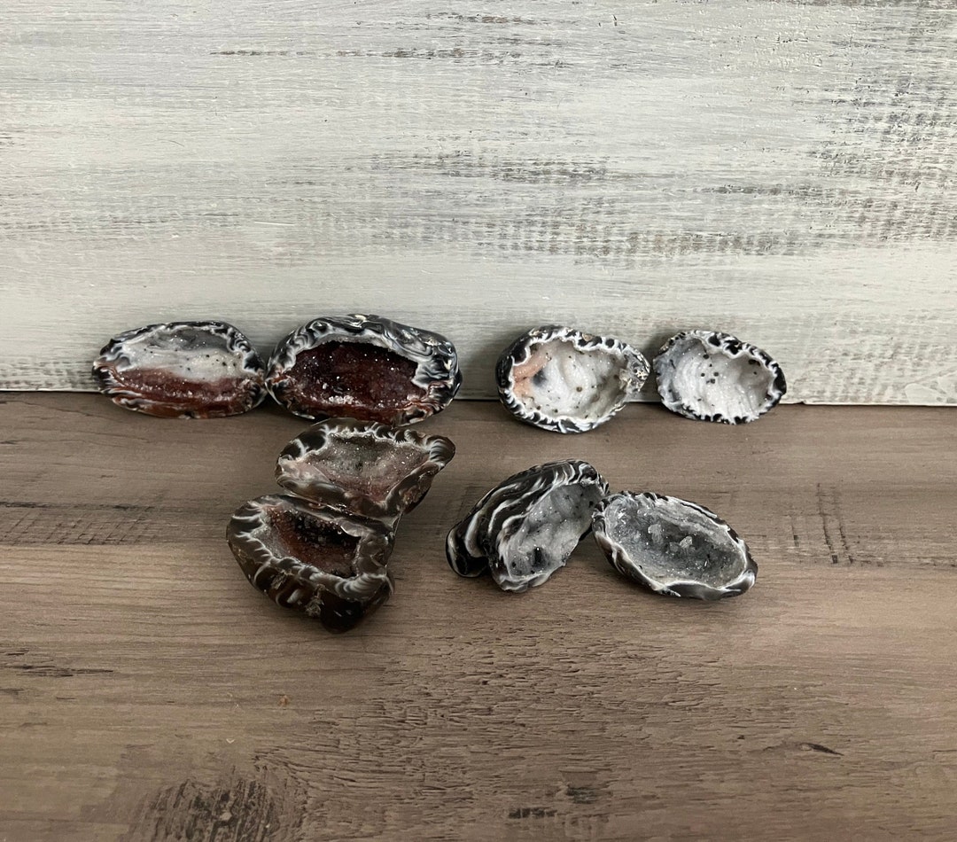 Oco Geode Pair: Polished Druze Crystal, Metaphysical Healing Stone - Etsy