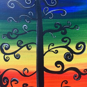 Chakra Tree Canvas Acrylic Art Painting. Rainbow Tree of Life. Heart ...
