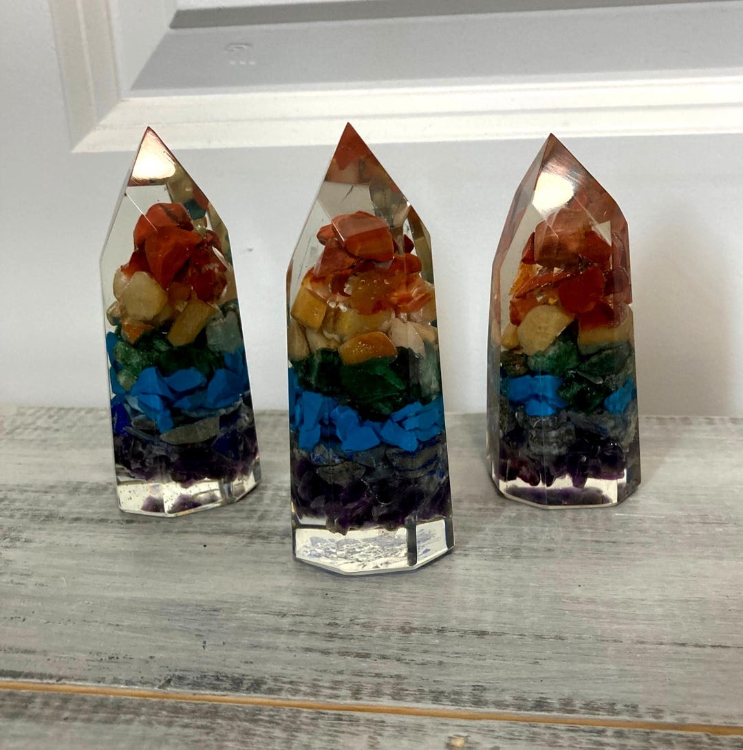 Your Choice! 7 CHAKRA Obelisk Tower ~ Seven Layered Crystal Orgone Wand ...