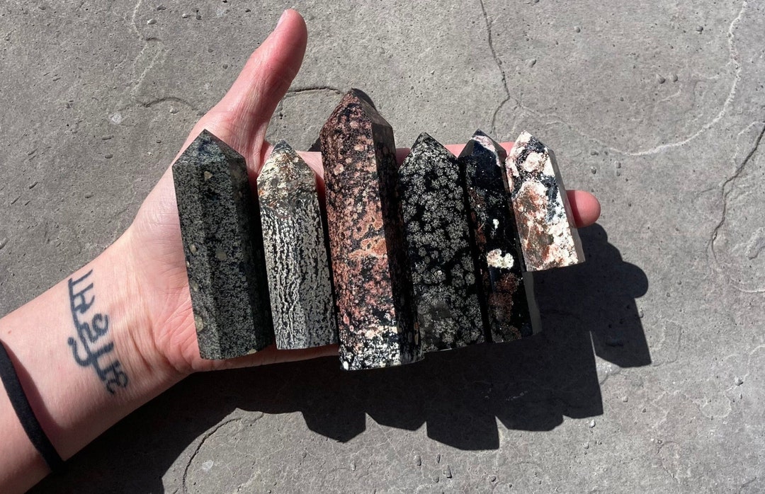 Your Choice! FIREWORK OBSIDIAN Crystal Obelisk Tower. Root Chakra ...