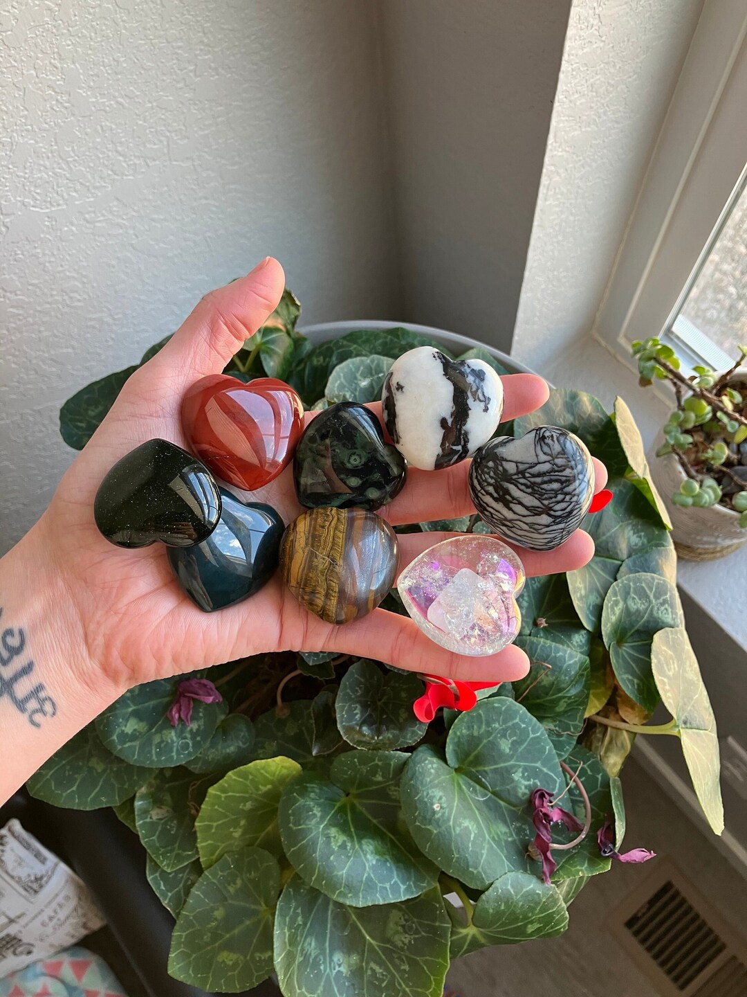 Your Choice Puffy Heart Crystal Rare Bloodstone, Green Goldstone, Zebra ...