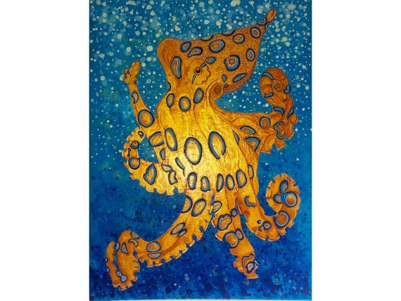 Blue Ringed Octopus Painting - Etsy