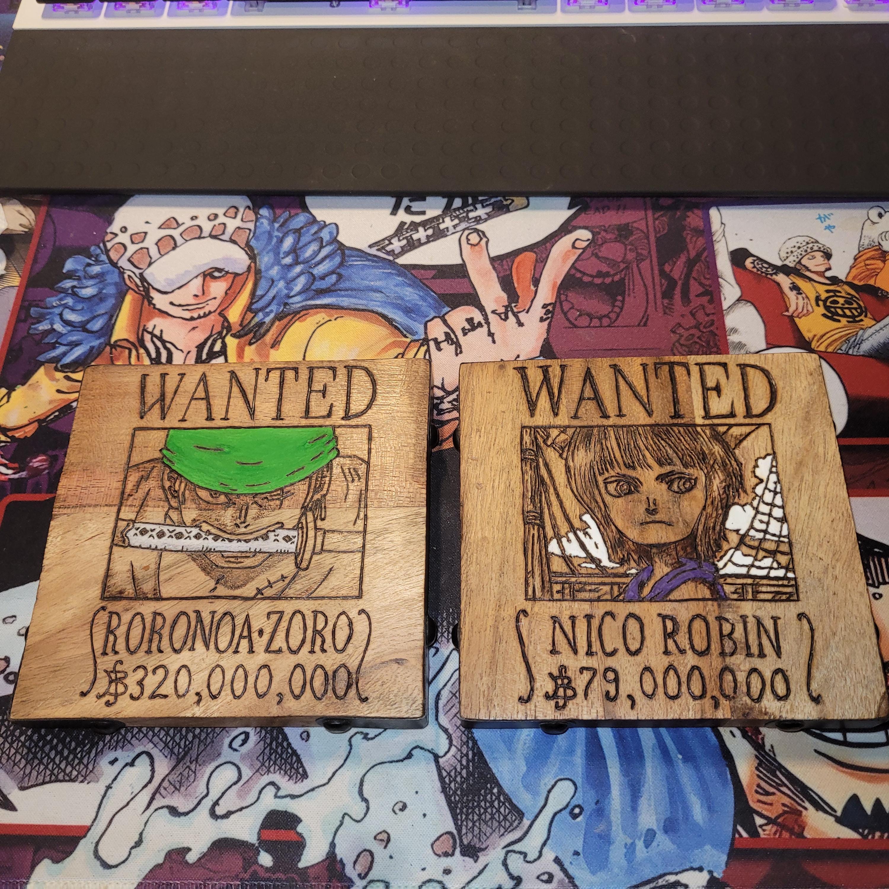 Pyrography Art - One Piece, Roronoa Zoro & Nico Robin, Wanted Posters ...