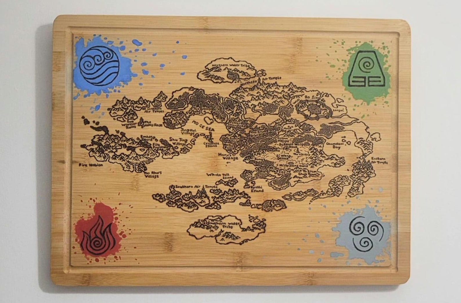 Pyrography Map, Elemental Cartoon - Etsy
