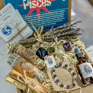 Pisces Zodiac Kit, Pisces Zodiac Gift Box, Astrology Gift, Pisces Crystal Box, Birthday Gift Box ...