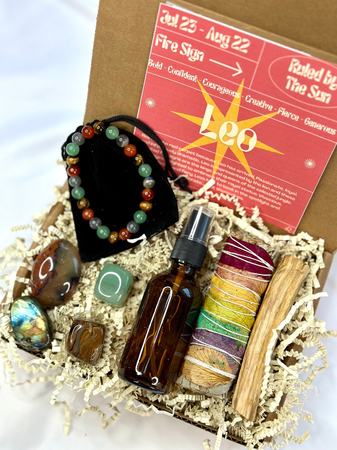 Leo Zodiac Kit, Leo Zodiac Gift Box, Astrology Gift, Leo Crystal Box ...